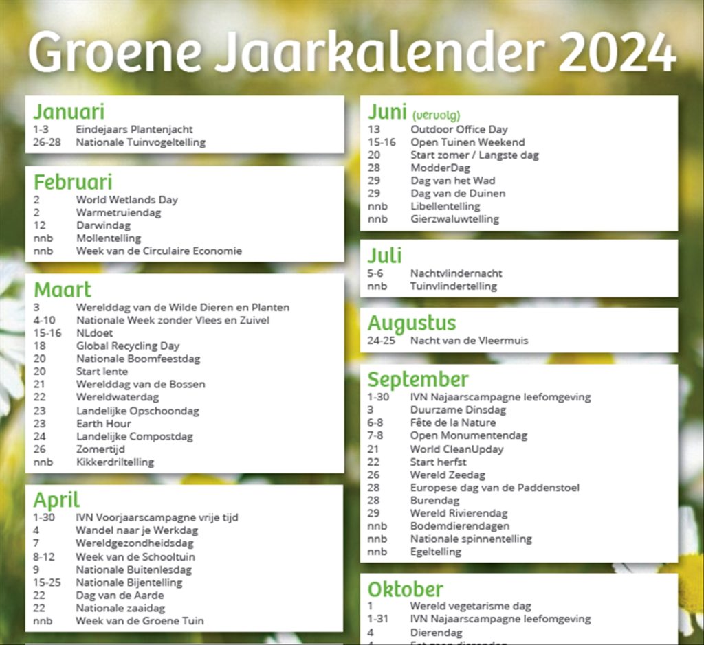 Groene jaarkalender 2024 - IVN